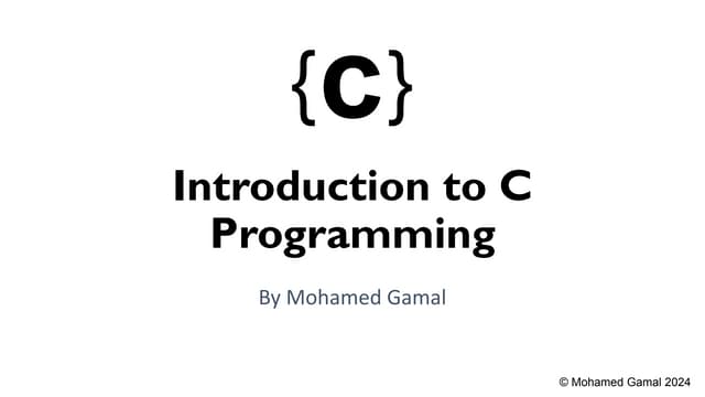 Introduction to C Programming -Lecture 2 | PPT Introduction to C Programming -Lecture 2 | PPT