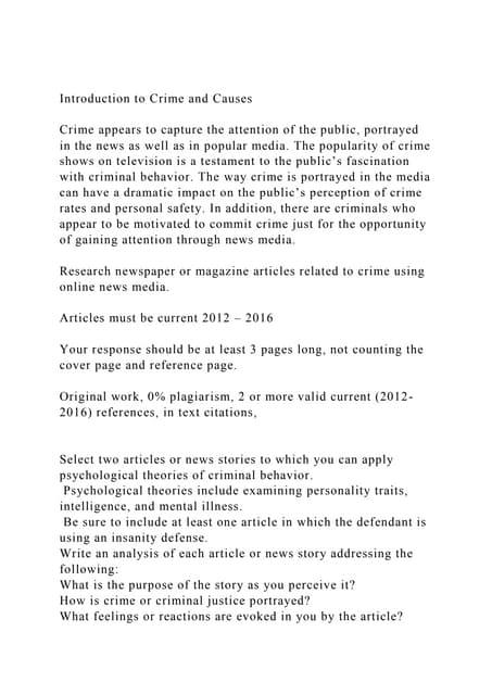 Write a 700-word paper analyzing how crime is defined based on | PDF
