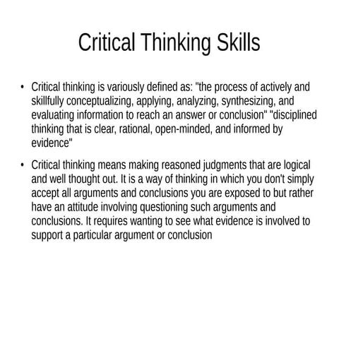 Introduction to critical thinking | ODP | Educational Assessment ...