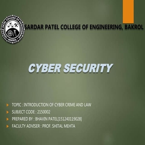 Introduction to cyber crime & law | PPTX