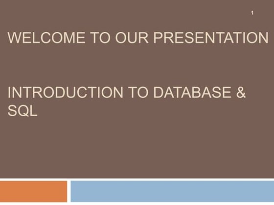 Introduction to SQL | PPT Introduction to SQL | PPT