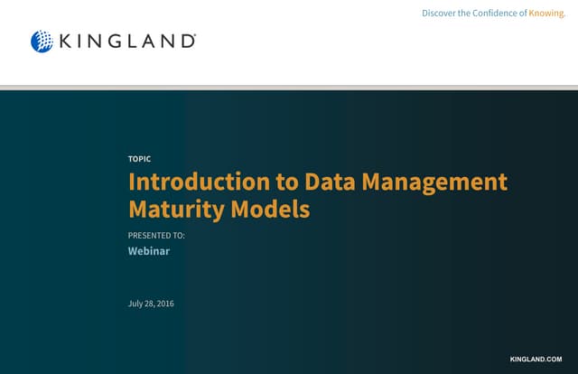 Introduction to DCAM, the Data Management Capability Assessment Model ...