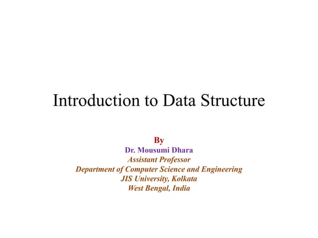 Introduction To Data Structurepptx Programming Languages Computing