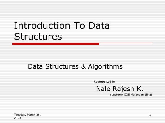 Introduction To Data Structurepptx Programming Languages Computing
