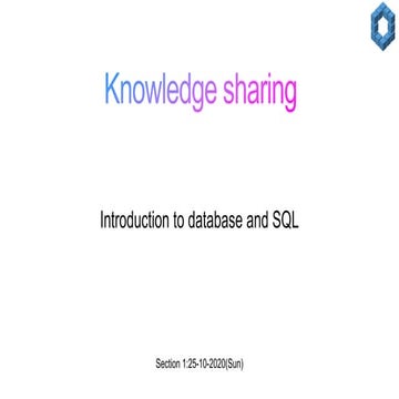 Introduction to dbms and SQL (session 2) | PPTX