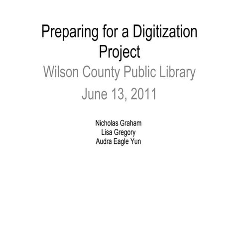 Preparing for a Digitization Project | PDF