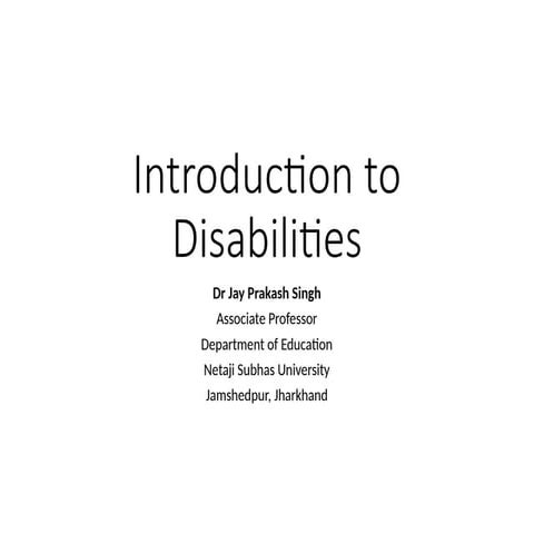 Introduction to Disabilities, ICIDH, PwD Act, NT Act | PPTX