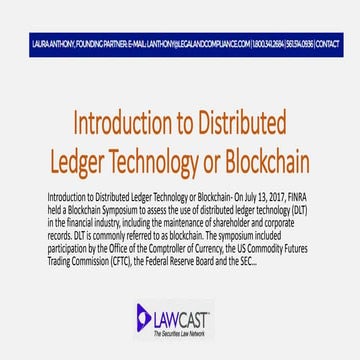 Introduction to Distributed Ledger Technology or Blockchain | PPTX