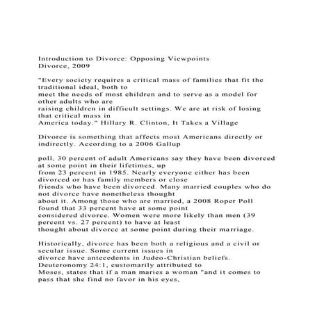 Introduction to Divorce Opposing ViewpointsDivorce, 2009.docx