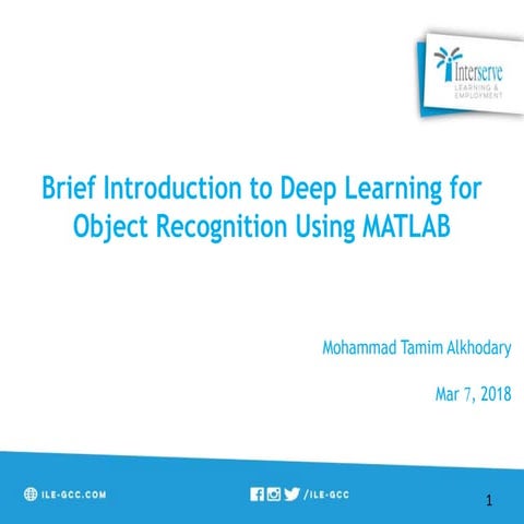 Brief Introduction To Deep Learning For Object Recognition Using Matlab Pptx Artificial