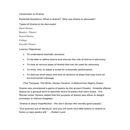 Introduction To Drama | DOC