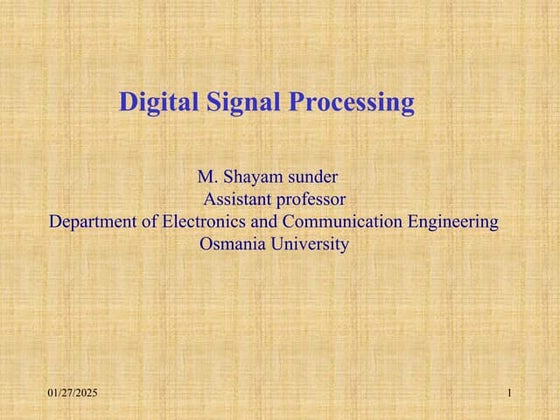 DIGITAL SIGNAL PROCESSING | PPTX