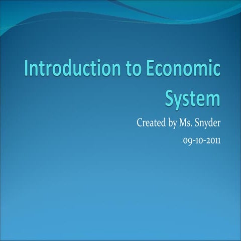 Introduction to economic system | PPT