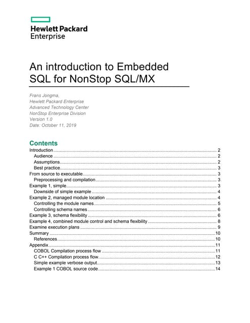 Introduction To Embedded Sql For Nonstop Sql Pdf