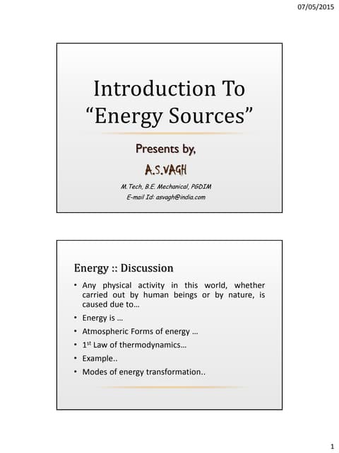 Renewable Energy - Intro ppt | PPS