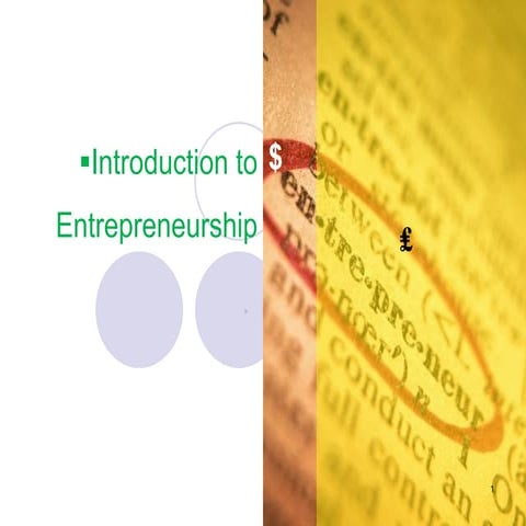 Introduction to entrepreneurship | PPT