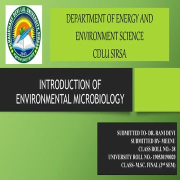 Introduction to Environmental Microbiology (by- Meenu Malik) | PPTX