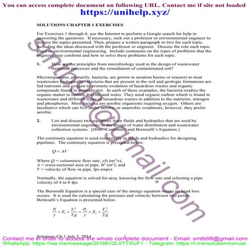 Solutions for Problems in Introduction to Environmental Engineering by ...