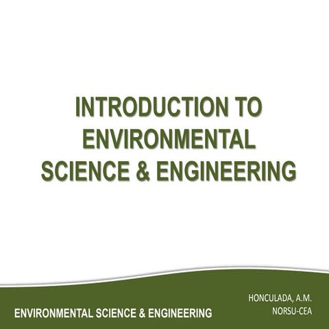 Introduction to environmental science and engineering | PPTX