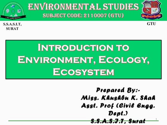 1st Lesson ( Environment ): Part 1: ( Natural Environment ) | PPT