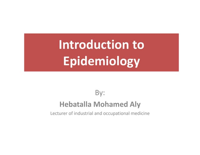 Introduction to epidemiology | PDF