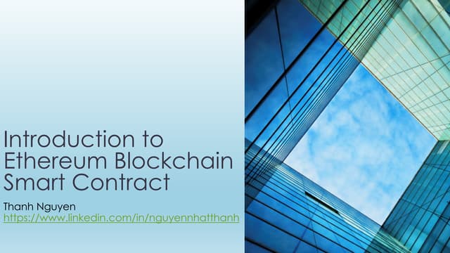 Introduction To Ethereum Blockchain And Smart Contract Pdf Internet Computing