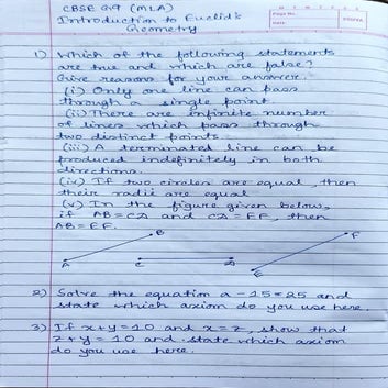 CBSE Grade 9 Mathematics Introduction to Euclid's Geometry Worksheet ...