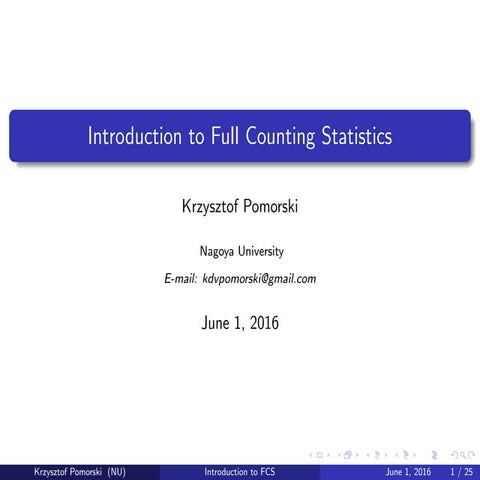 Introduction To Full Counting Statistics Pdf