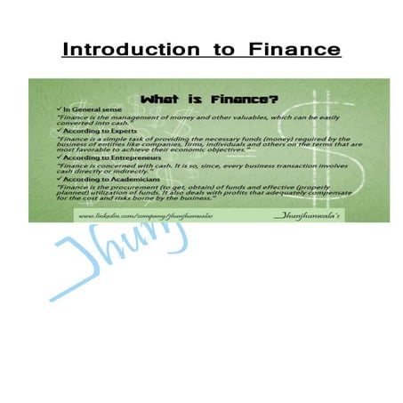 Introduction to finance | DOCX | Business Accounting & Finance | Business