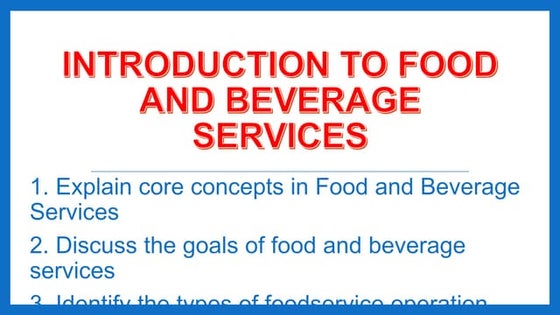 Types of food service establishments | PPTX