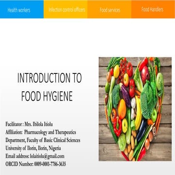 Introduction to food hygiene for Food handlers | PPTX