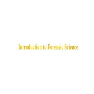 Introduction to Forensic science | PDF