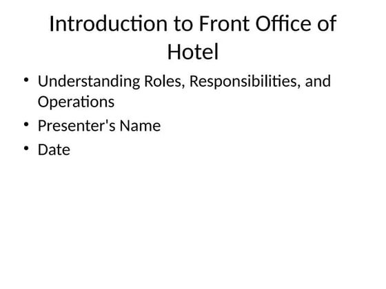 1. FO Introduction. what is front office operations | PPTX ...