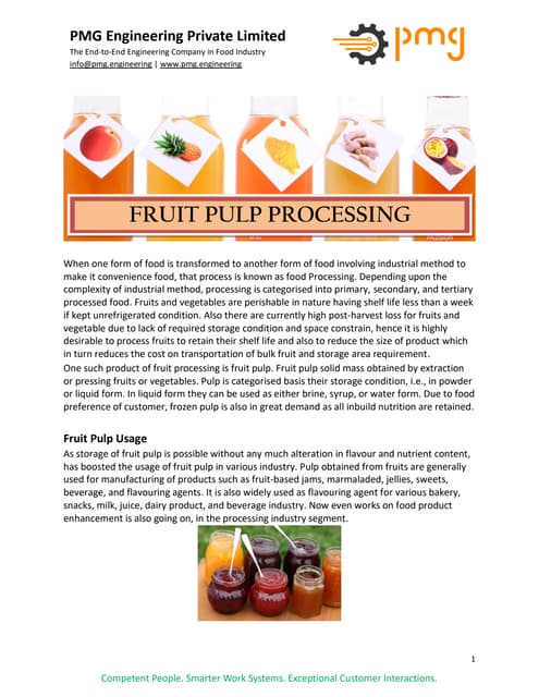 Fruits & vegetables processing | PDF