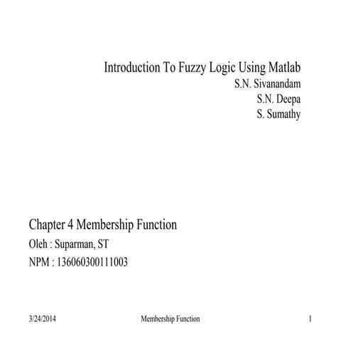 Introduction to fuzzy logic using matlab | PDF