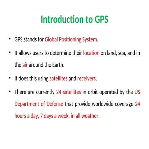 Introduction to GPS.ppt,introduction to GIS | PPT
