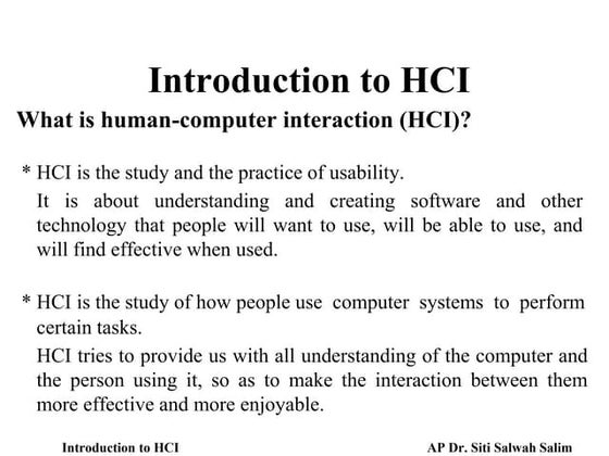 Human Computer Interaction (HCI) | PPTX | Computing | Technology & Computing