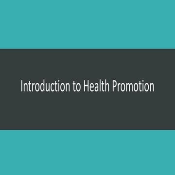 Introduction to Health Promotion | PPTX