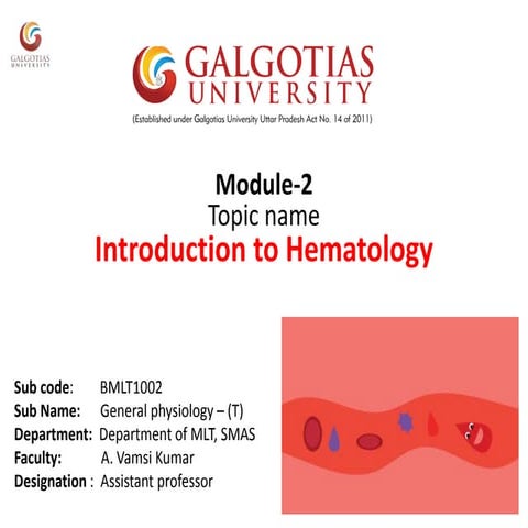 Introduction to hematology | PPTX