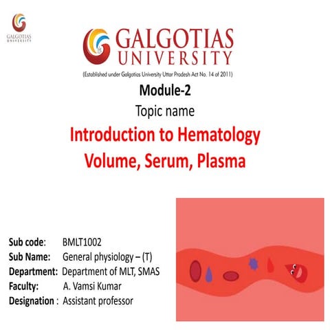 Introduction to hematology | PPTX