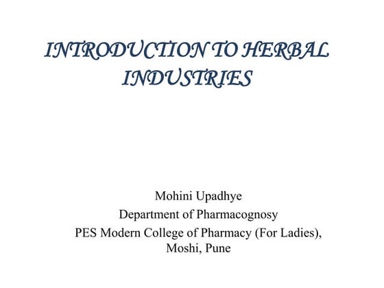 Herbal Drug Technology Unit 5 | PPT