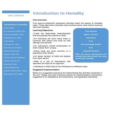 Introduction to heredity | PDF