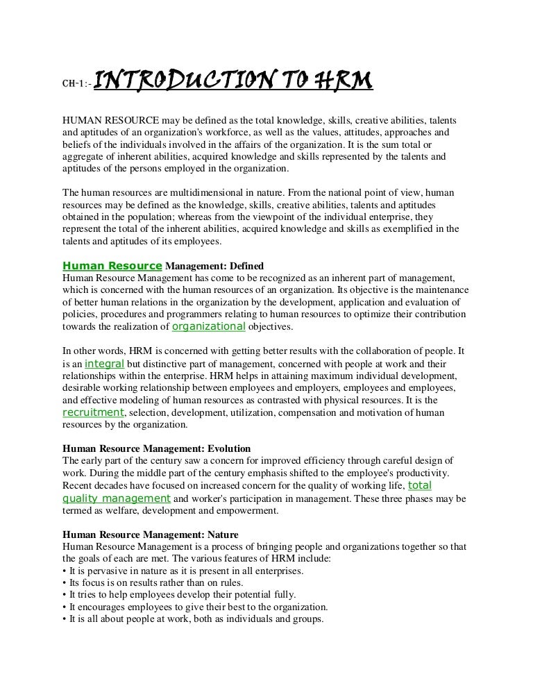 Introduction to hrm
