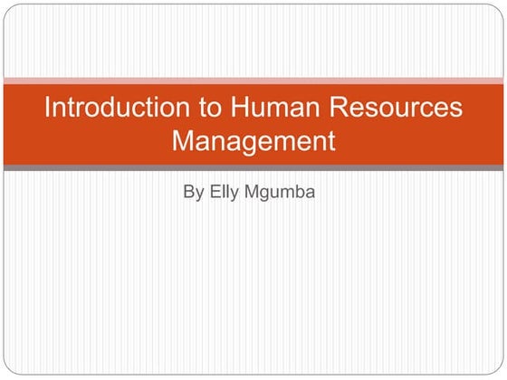 Chp 1, INTRODUCTION TO HUMAN RESOURCE MANAGEMENT by Mohammad Ali Jaafar ...