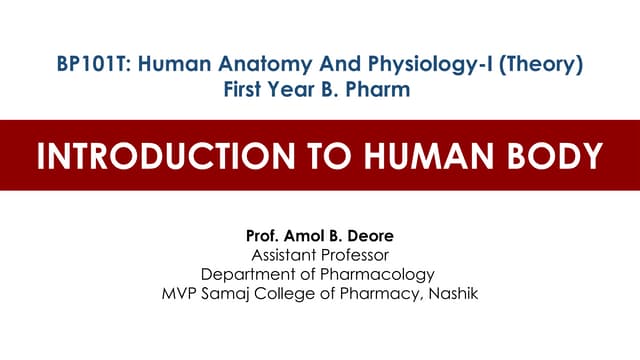 Chapter 1 notes Intro to Anatomy and Physiology | PPT