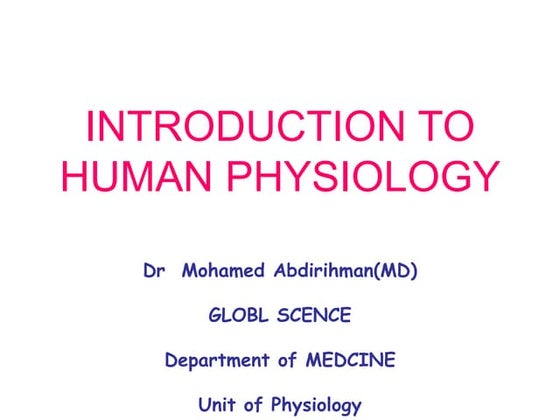 Introduction to medical physiology MBCHB | PPT