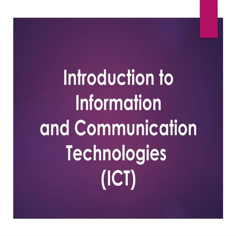 Application of ICT Lecture 1 Introduction to Information and ...