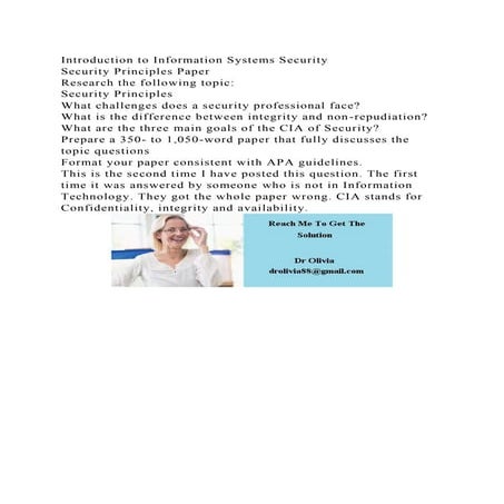 Introduction to Information Systems SecuritySecurity Principles Pa.docx