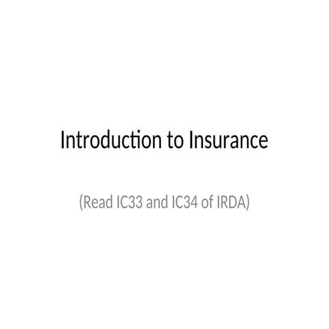 Introduction to Insurance in financial market | PPT