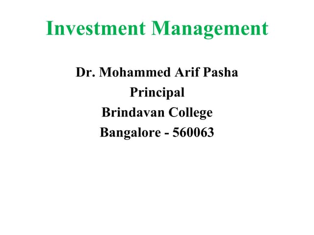 An introduction to investment | PPT | Stocks and Bonds | Personal Investing